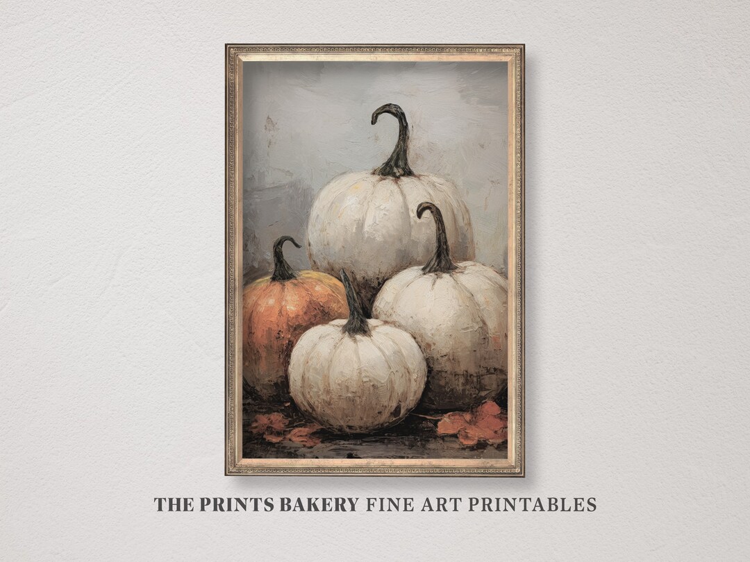 PRINTABLE Fall Pumpkins Print, Vintage Pumpkin Still Life Wall Art ...