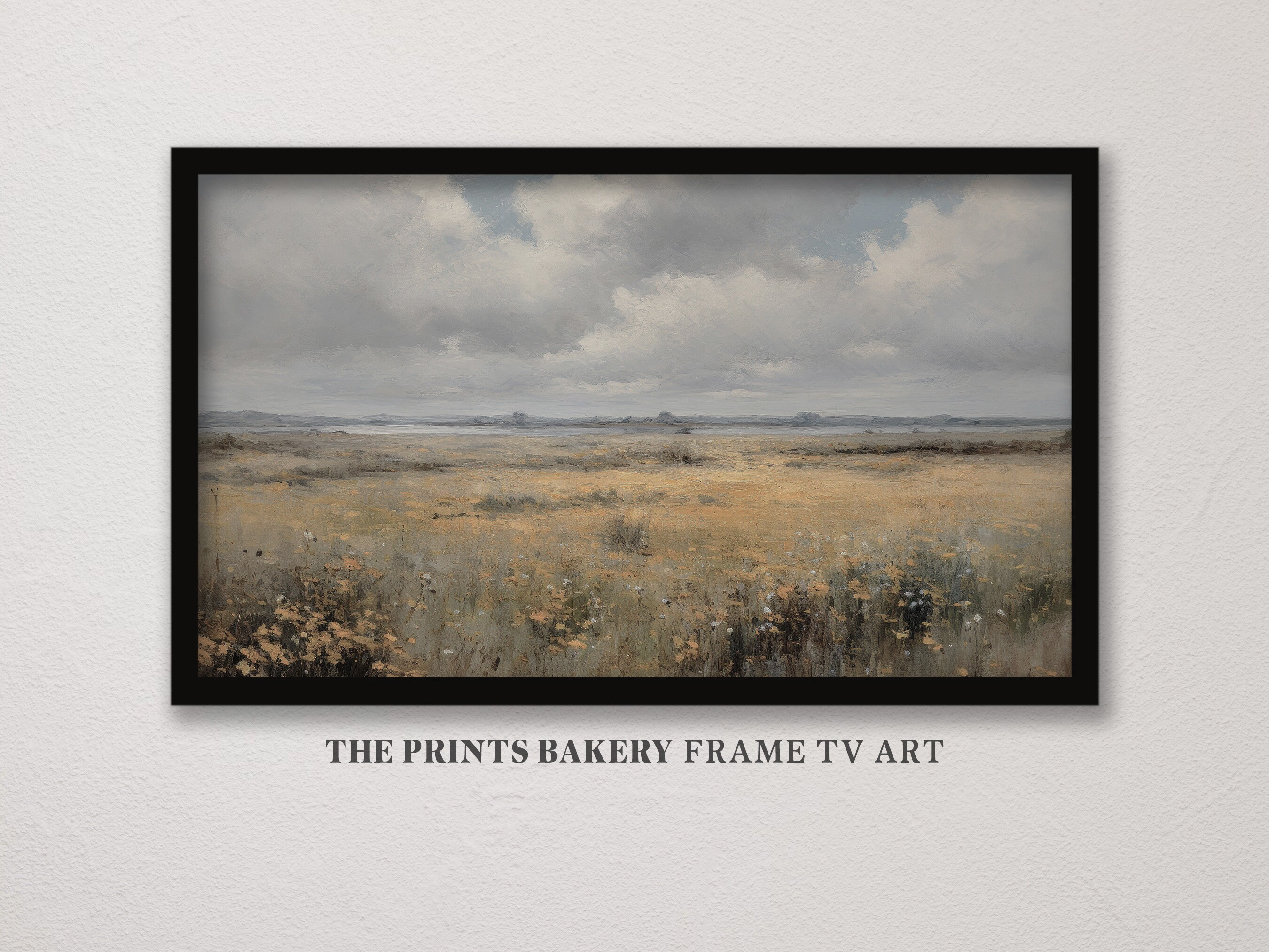 Vintage Samsung Frame TV Art, Country Meadow Landscape Painting ...