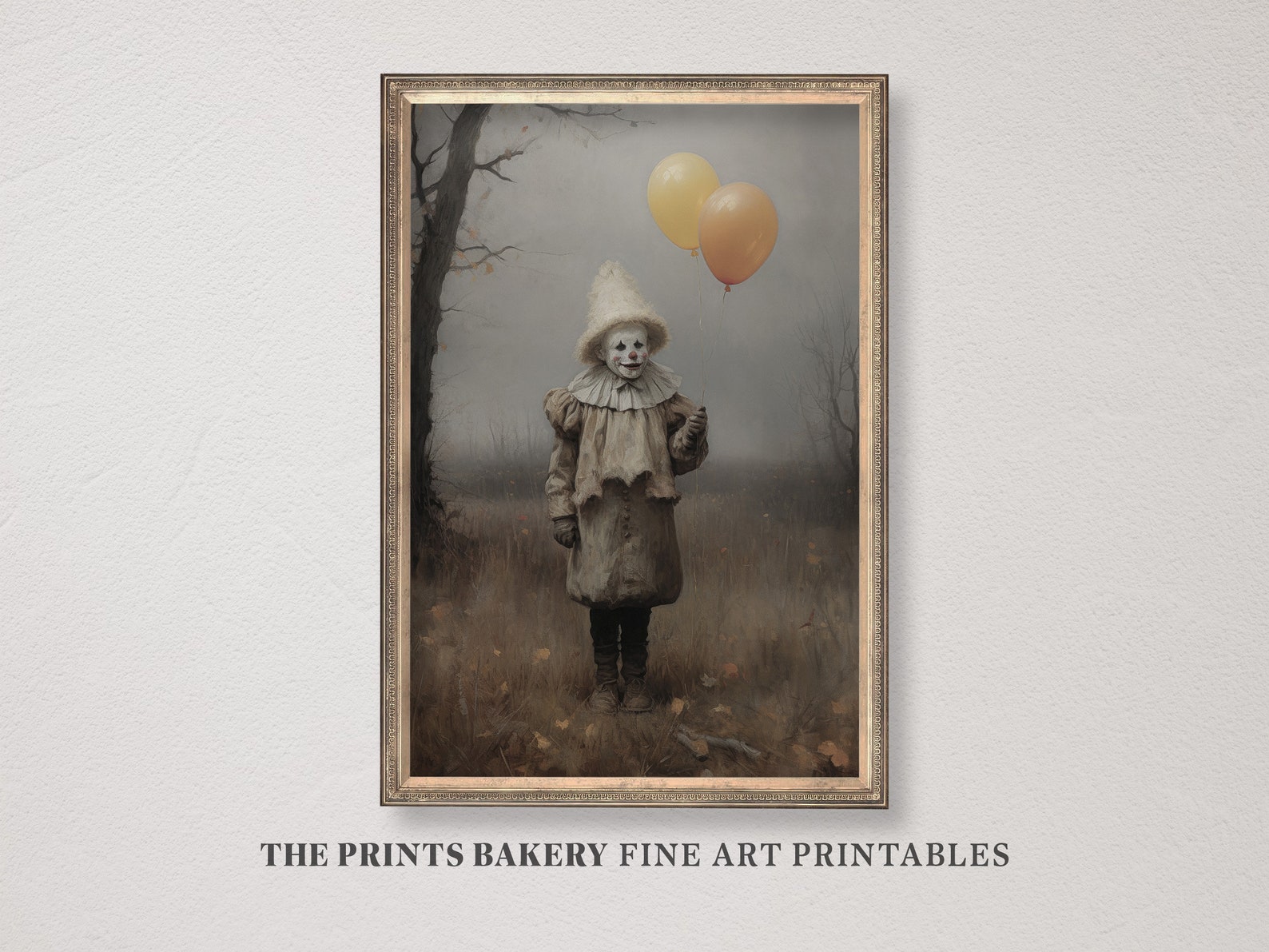 PRINTABLE Halloween Vintage Clown Print, Rustic Whimsical Clown Wall ...