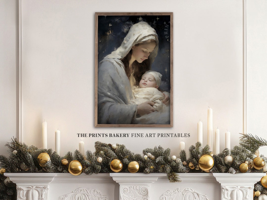 PRINTABLE Christmas Nativity Digital Print, Baby Jesus Birth Art Prints ...