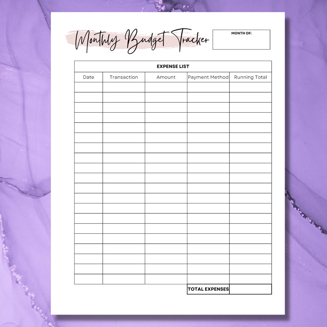 Printable Monthly Budget Tracker - Etsy