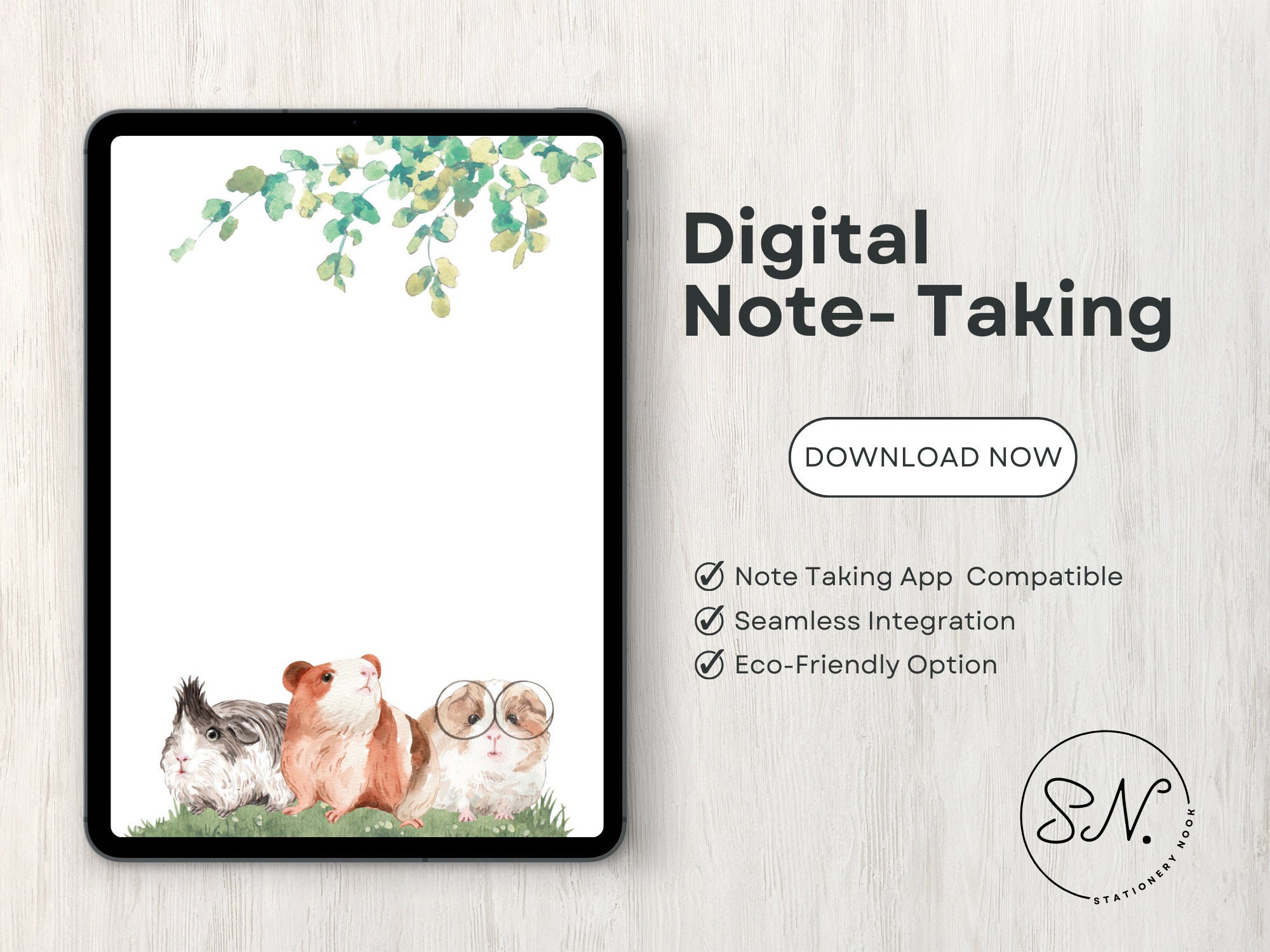 Stationery Set, Cute Guinea Pigs, Letter Writing Set, Digital Note ...