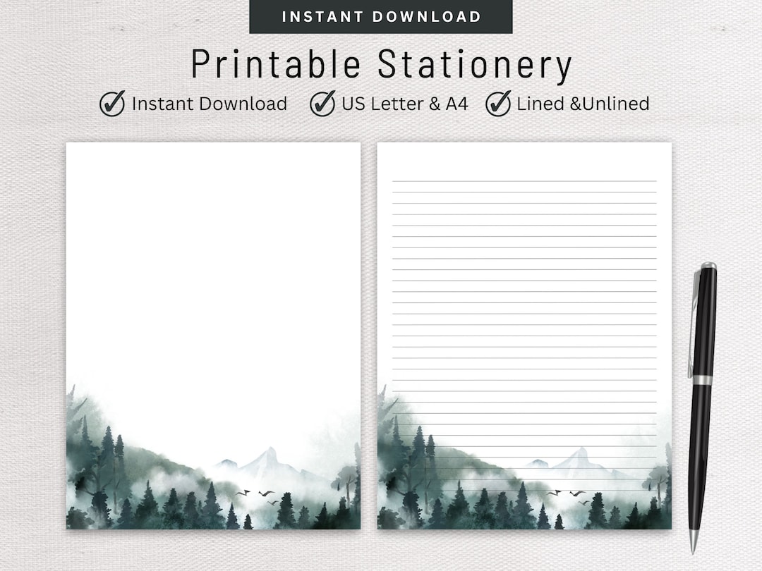 Stationery Mountain Scene Letter Writing Set Digital Note Taking Lined ...