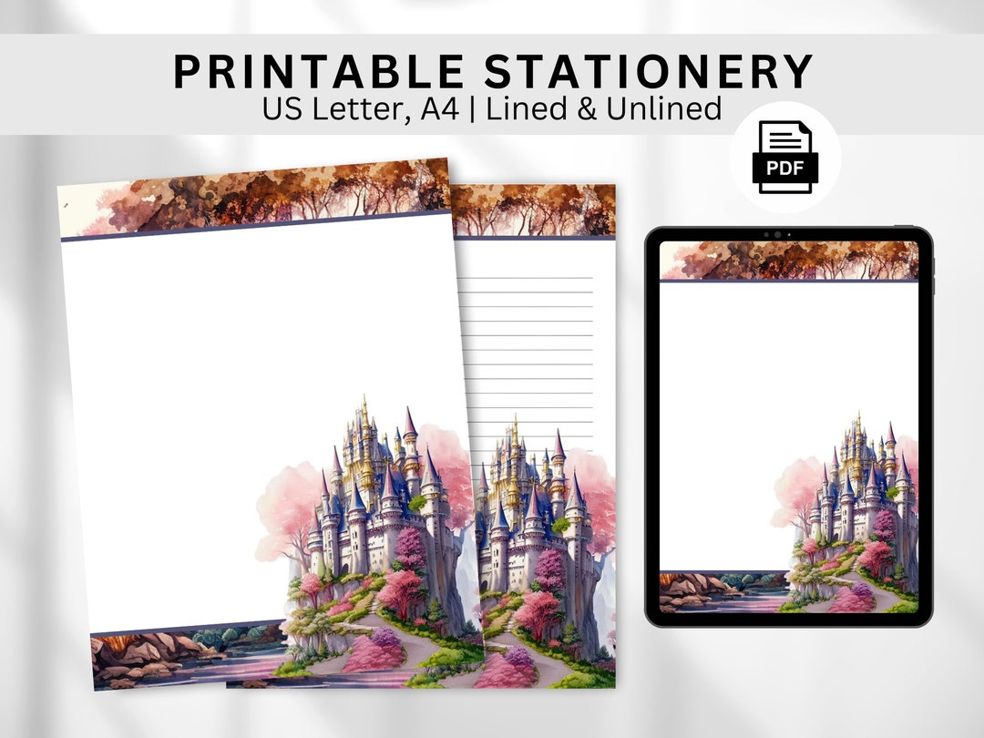 Fairytale Castle Stationery, Letter Writing, Lined & Unlined Note Paper ...