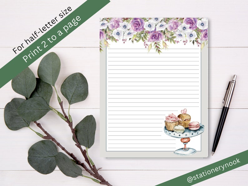 Stationery Set, Dessert Theme, Letter Writing Paper, Digital Note ...