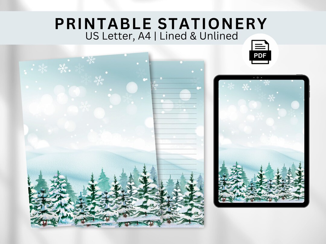 Winter Wonderland Stationery Letter Writing Paper Lined & Unlined Note ...