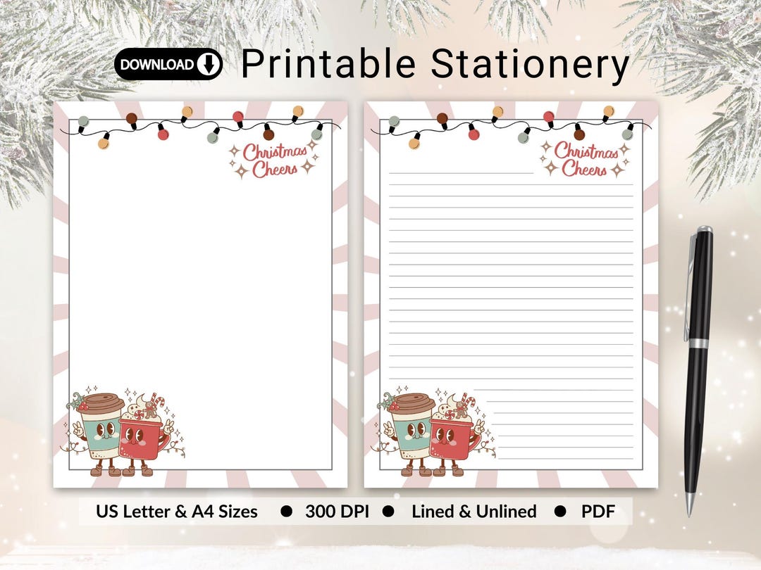Stationery Set, Cute Hot Cocoa, Letter Writing Set, Retro Design ...