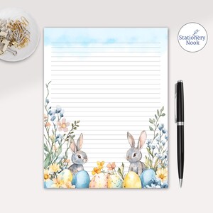 Easter Stationery, Easter Bunnies, Letter Writing Set, Lined & Unlined ...