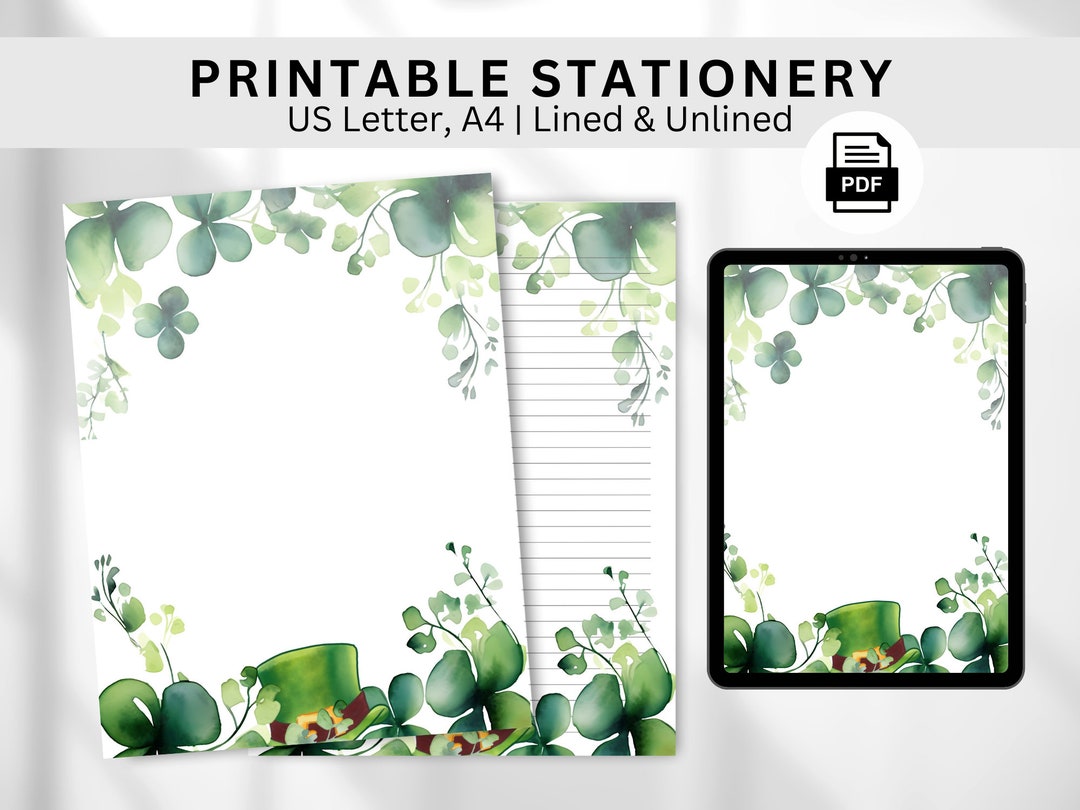 St. Patrick's Day Stationery Leprechaun Hat Letter Writing Leprechaun ...