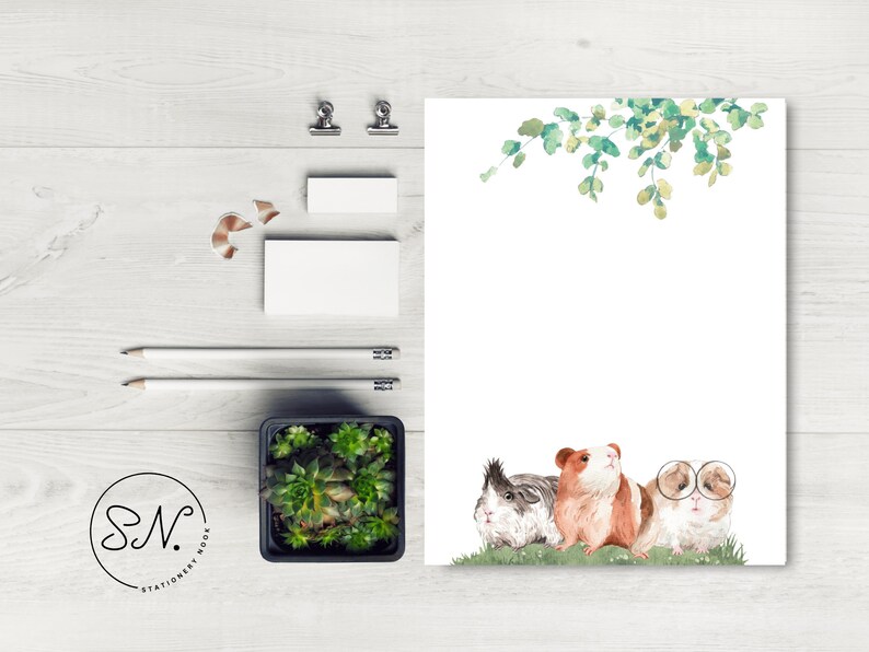 Stationery Set, Cute Guinea Pigs, Letter Writing Set, Digital Note ...