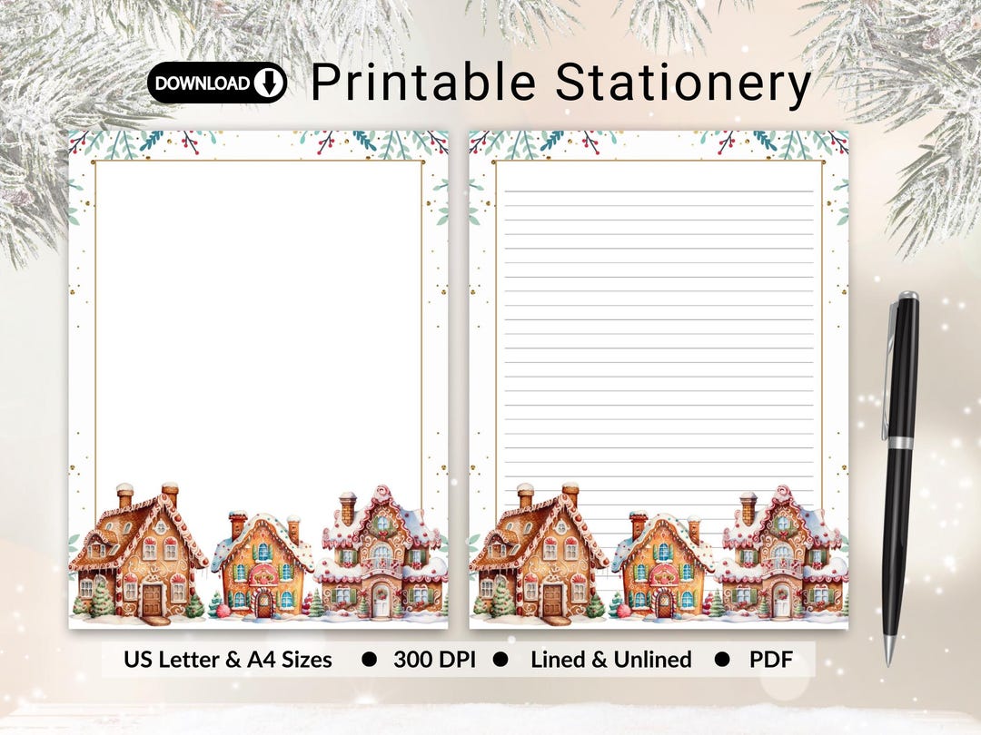 Stationery Set, Christmas Gingerbread Village, Letter Writing Paper ...