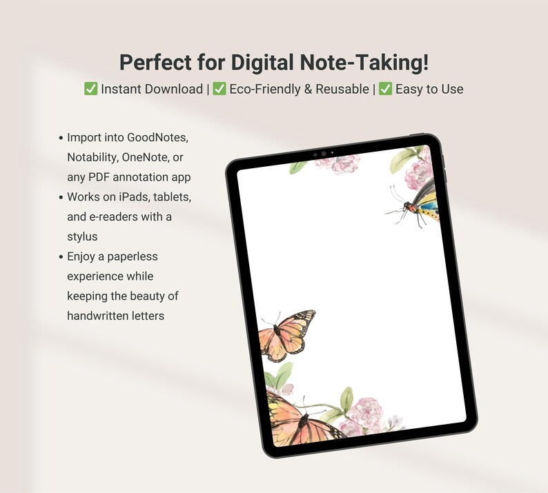 Writing Paper, Butterflies Watercolor, Insect Stationery, Lined ...