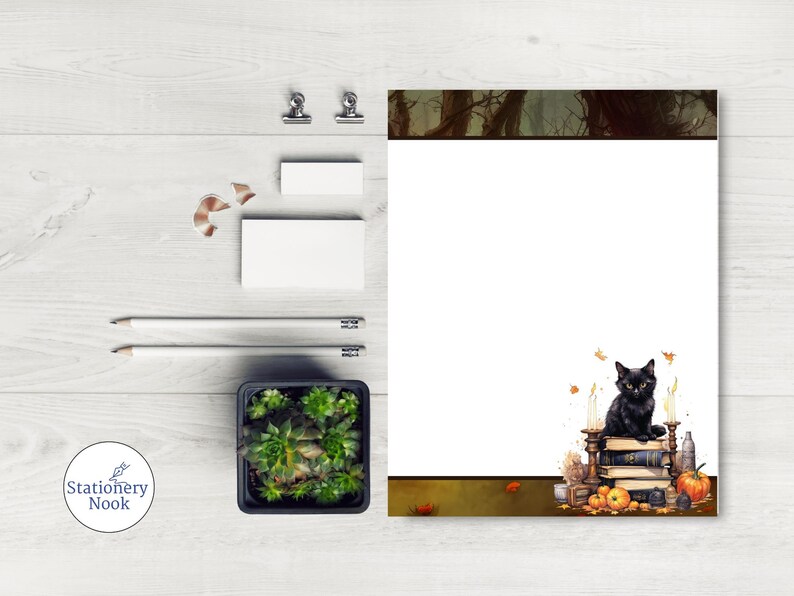 Stationery Set, Black Cat, Letter Writing Paper, Halloween Theme ...