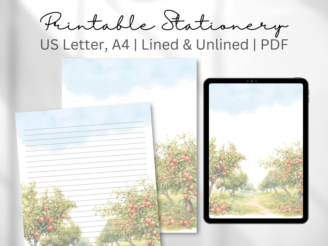 Apple Orchard Stationery Letter Writing Paper Lined & - Etsy