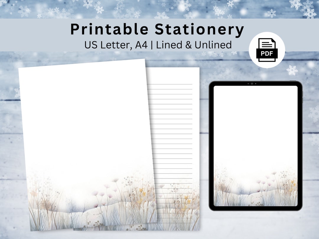 Snowy Field Stationery Letter Writing Paper Lined & - Etsy