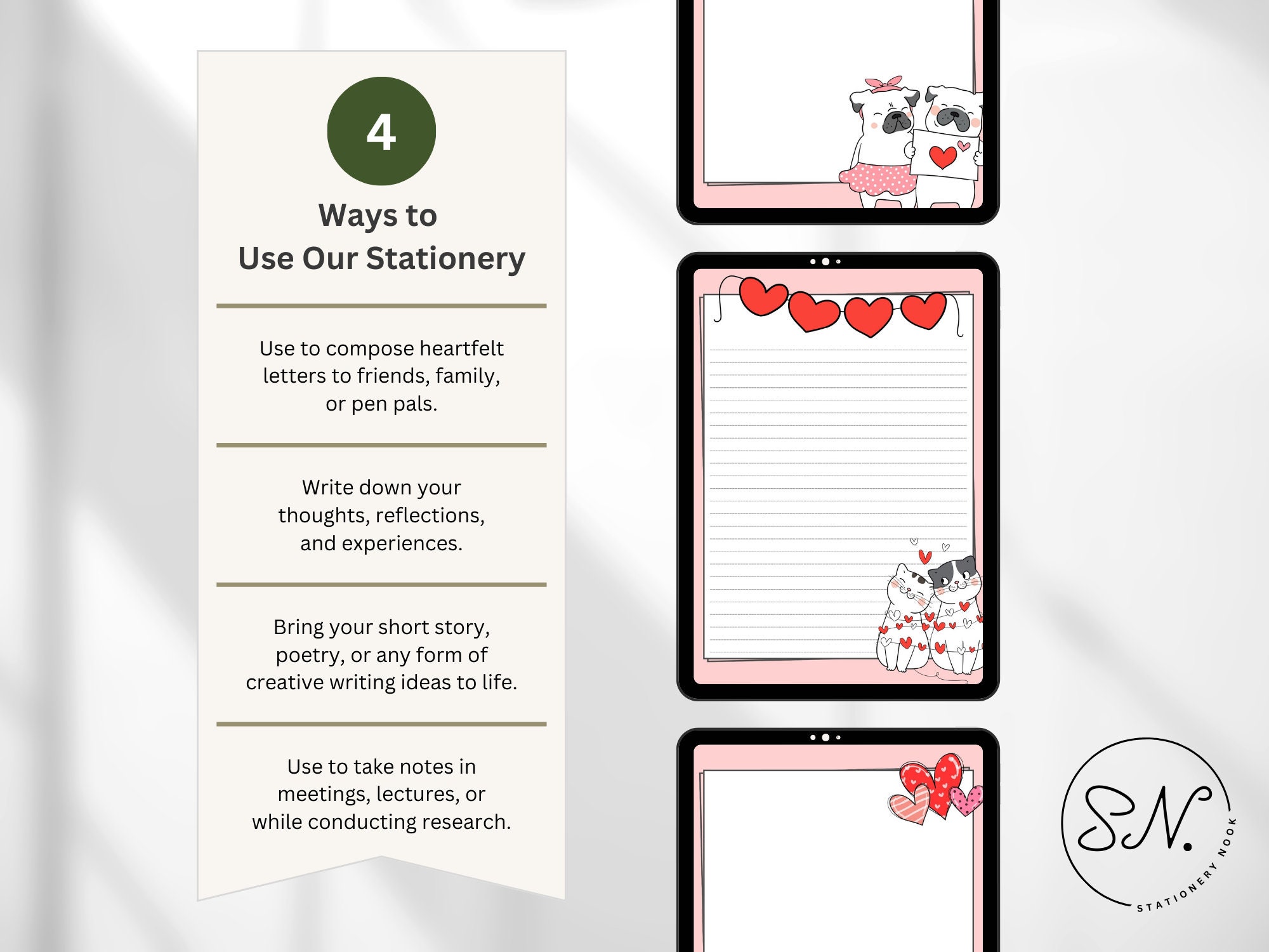 Cute Gnome Valentine Stationery, Letter Writing, Lined and Unlined Note ...