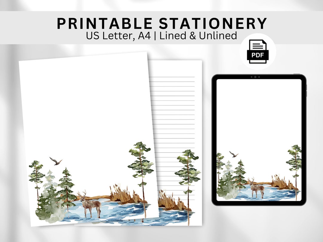 Deer and Forest Stationery, Letter Writing, Lined & Unlined Note Paper ...