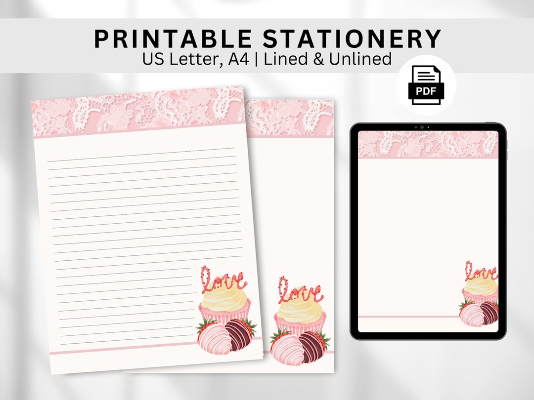 Valentine's Day Stationery Sweet Treats Letter Writing Set Digital Note ...