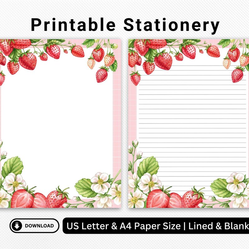 Strawberry Letter Writing Paper - Etsy