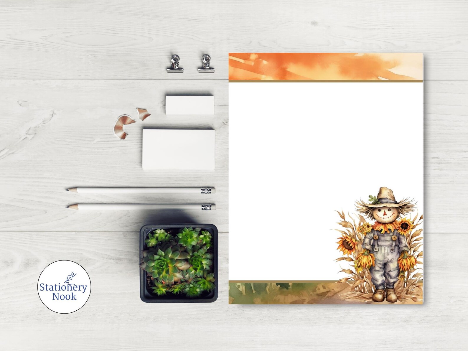 Stationery Set, Cute Scarecrow, Letter Writing Set, Watercolor Design ...