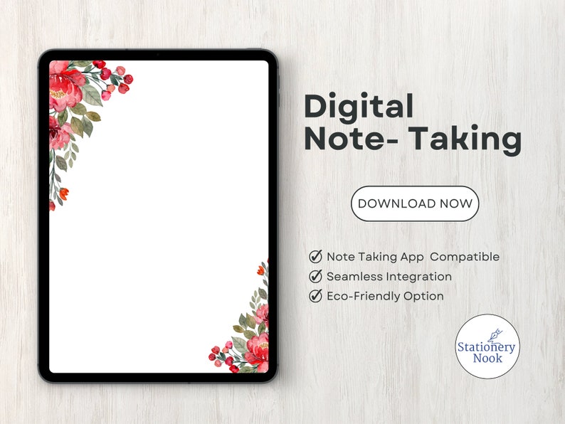 Stationery Set, Red Floral, Letter Writing Set, Digital Note Taking ...