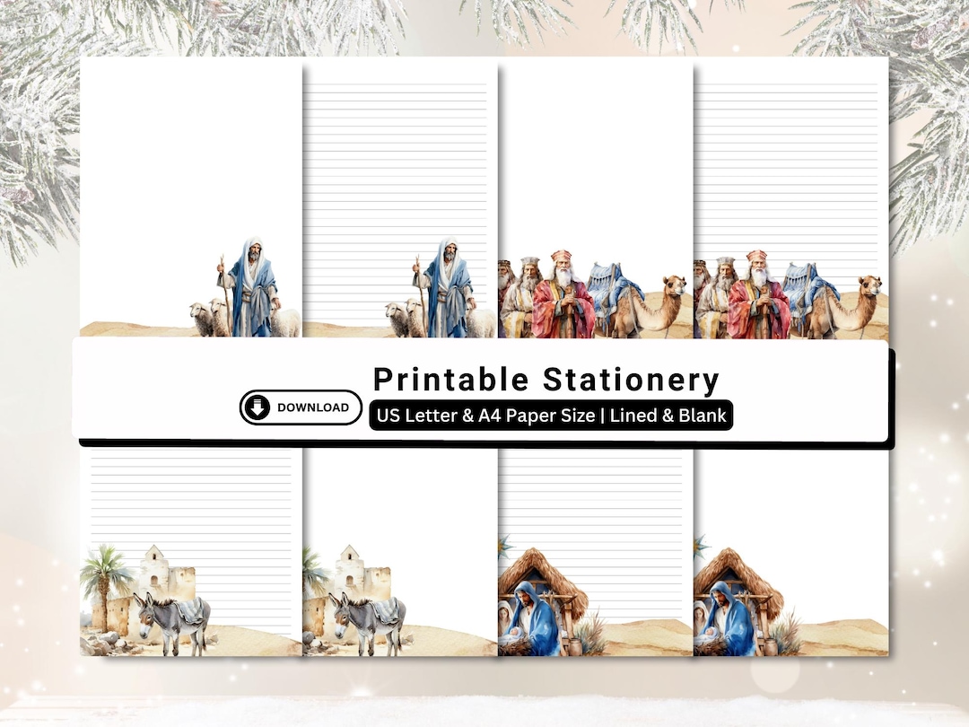 Stationery Set, Christmas Nativity, Letter Writing Set, Digital Note ...