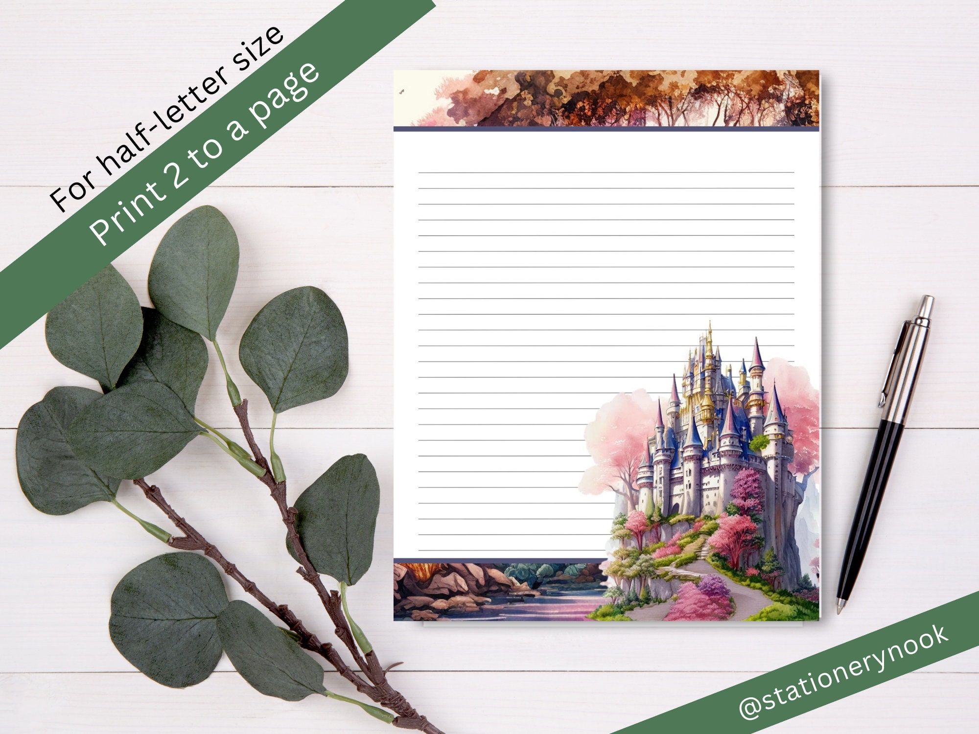 Fairytale Castle Stationery, Letter Writing, Lined & Unlined Note Paper ...