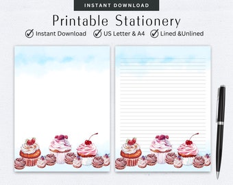 Stationery Set, Dessert Theme, Letter Writing Paper, Digital Note ...