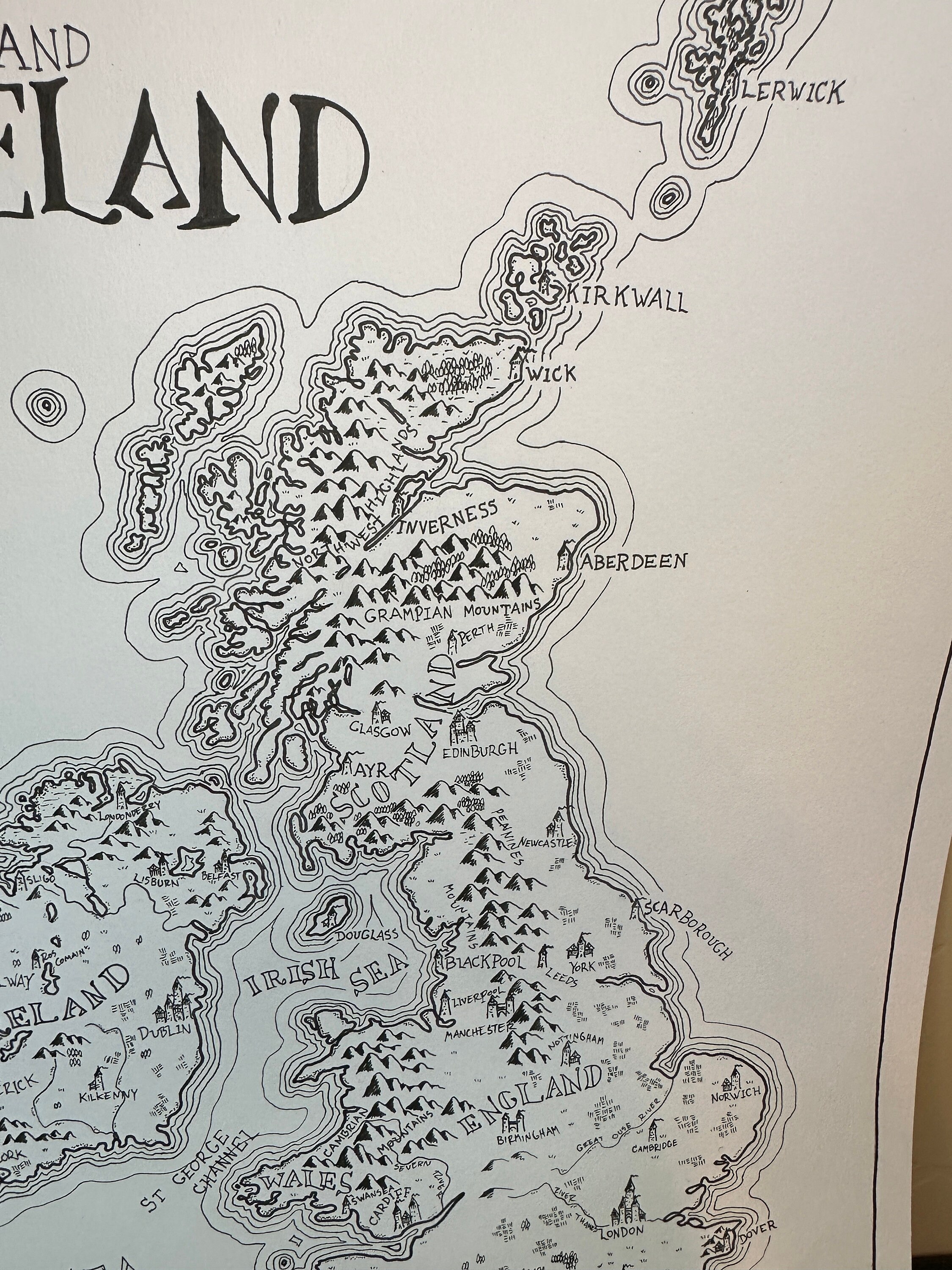 Fantasy Style Map of the United Kingdom and Ireland. England, Scotland ...