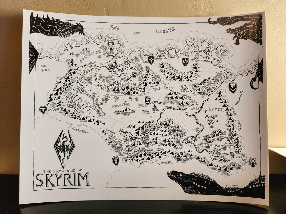 Map of Skyrim, Hand Drawn - Etsy