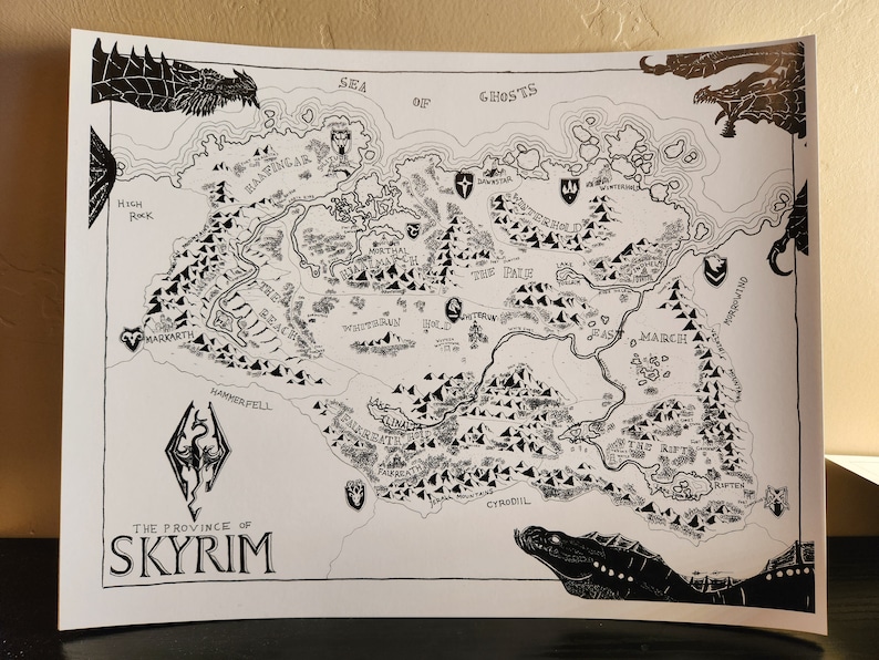 Map of Skyrim, Hand Drawn - Etsy