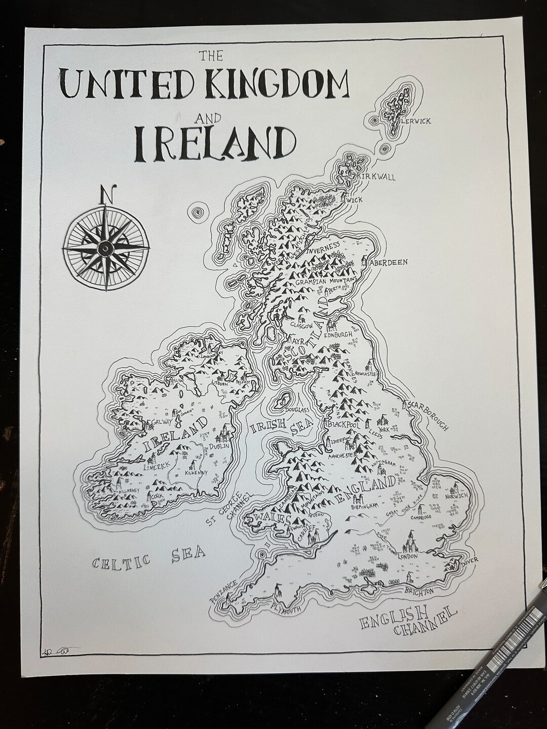 Fantasy Map Print: United Kingdom & Ireland, Hand-drawn (11x14) - Etsy
