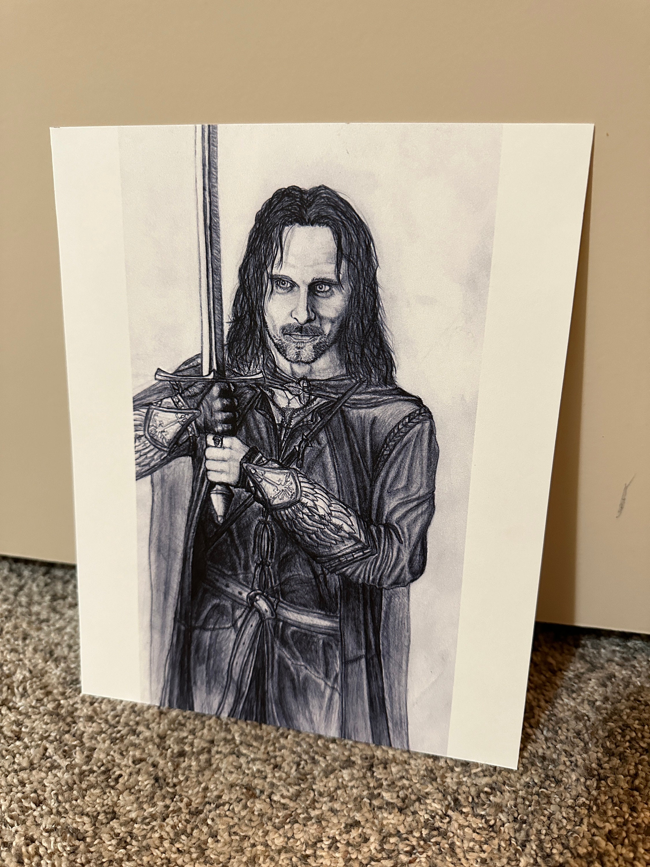 Aragorn Graphite Pencil Drawing Print - Etsy