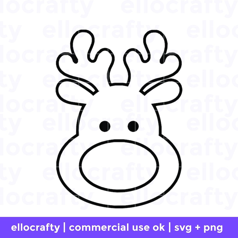 Reindeer Outline Svg, Reindeer Outline Png, Christmas Svg, Cute Outline Reindeer Svg Png ...