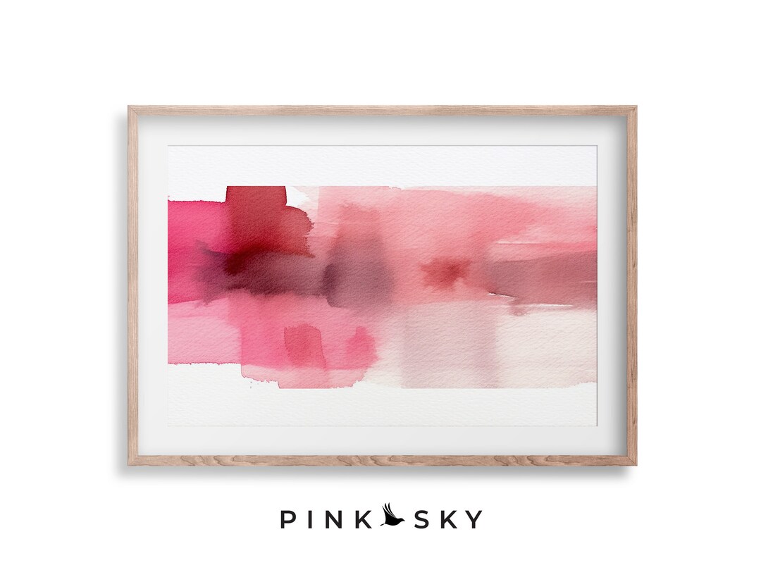 Pink Watercolor Brush Strokes Art Print: Abstract Wall Decor (digital ...