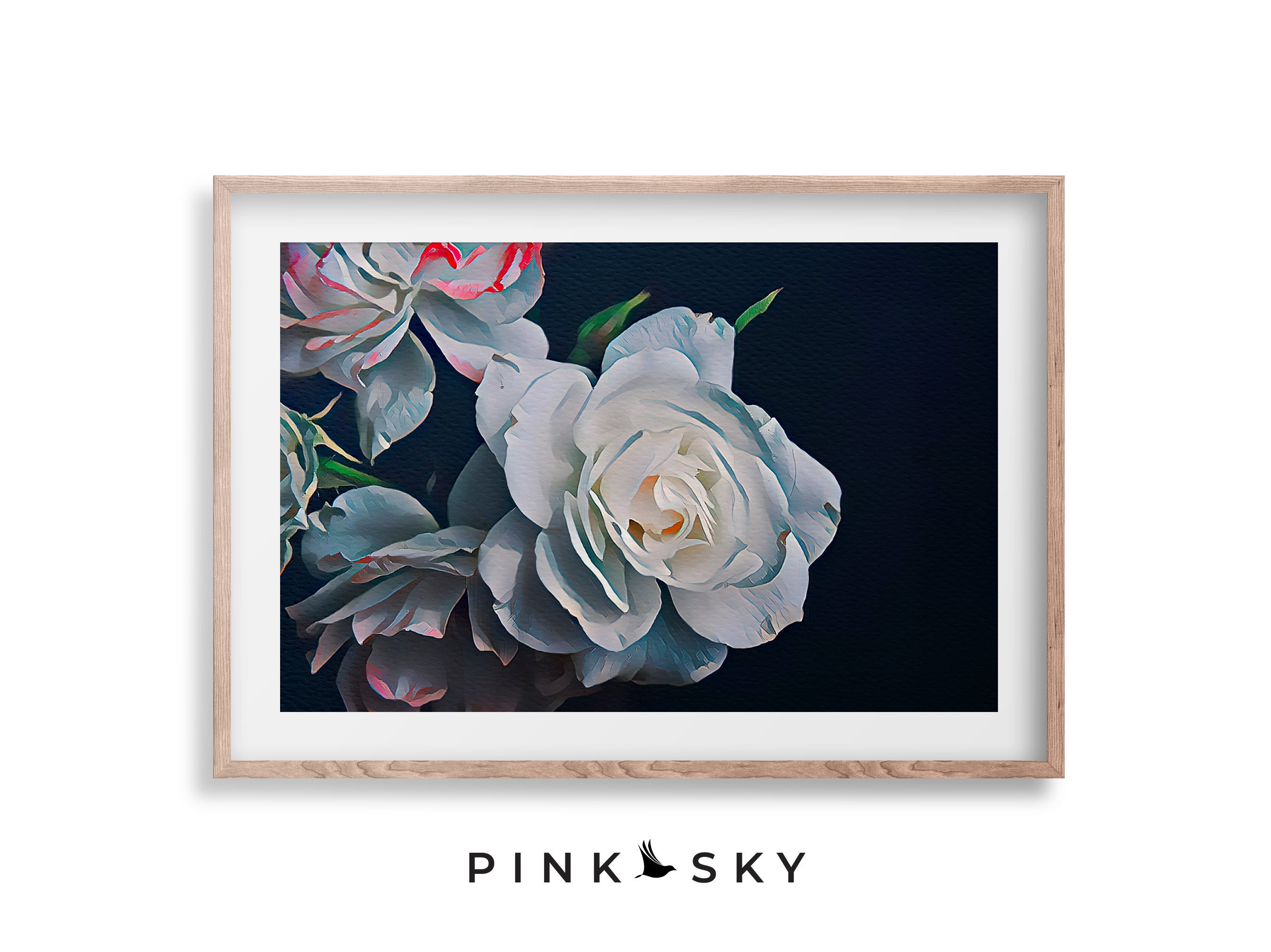 White Rose Abstract Printable Wall Art, Moody Floral Bouquet Fine Art ...