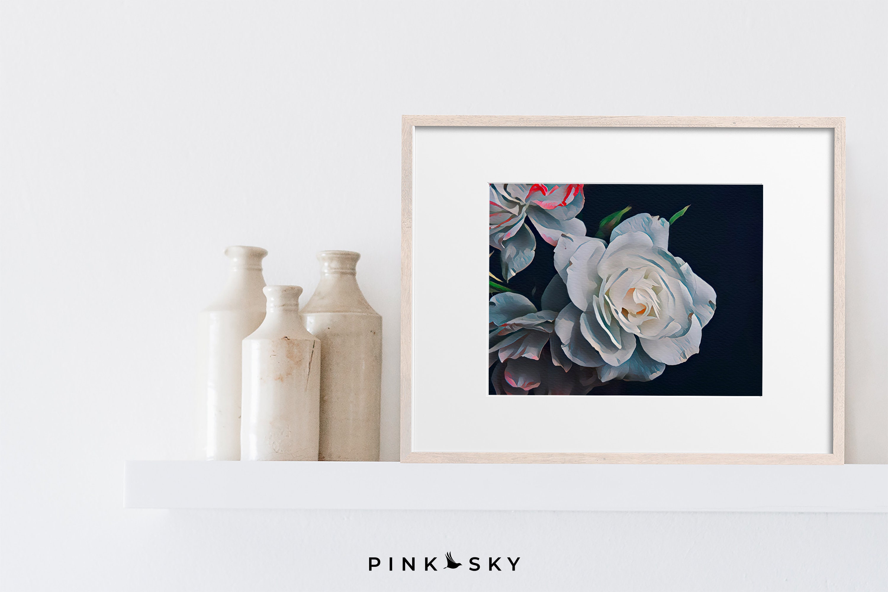 White Rose Abstract Printable Wall Art, Moody Floral Bouquet Fine Art ...