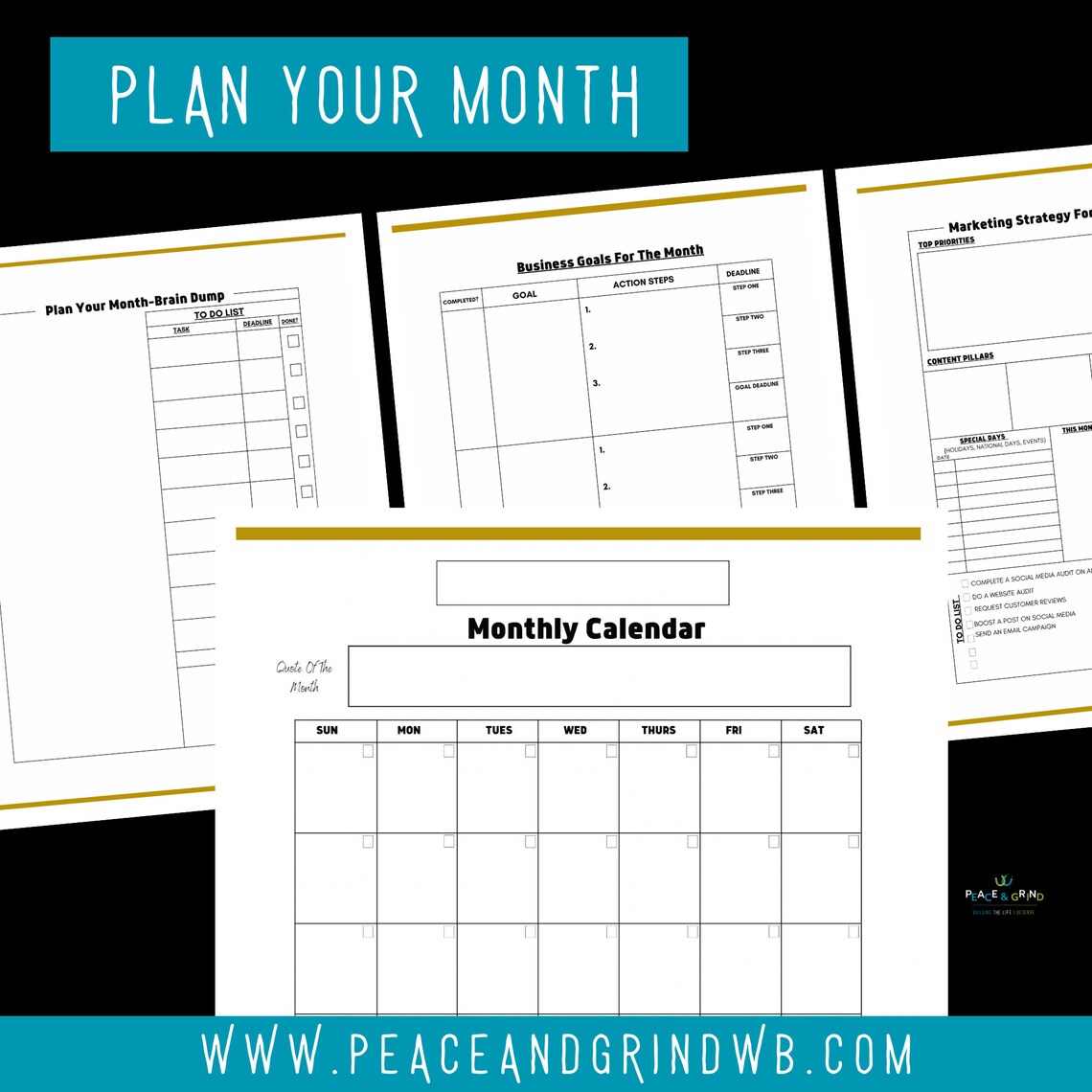 Monthly Business Planner set Goals Track Insights - Etsy