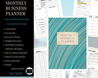 Monthly Business Planner set Goals Track Insights - Etsy
