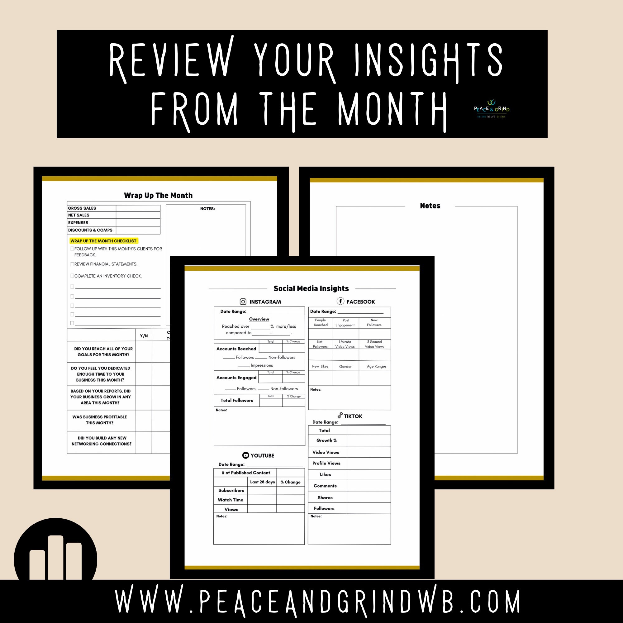 Monthly Business Planner Set Goals & Track Insights instant Download - Etsy