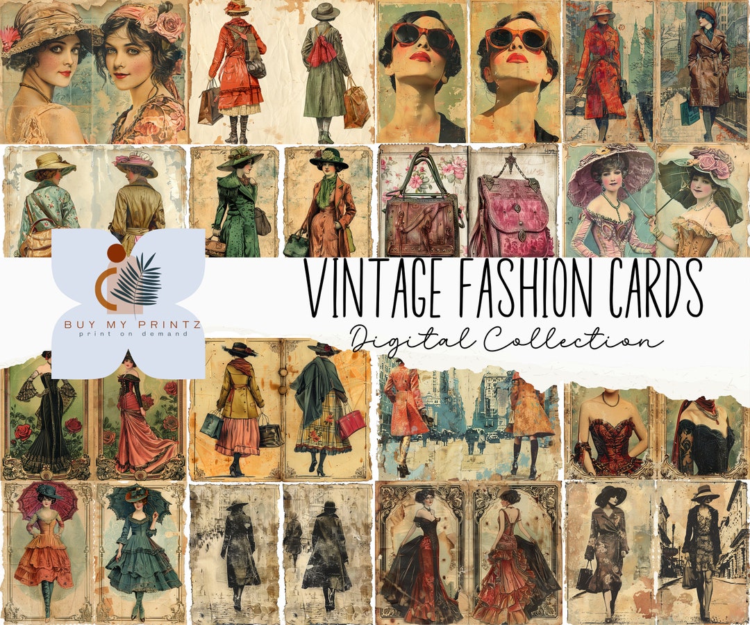 Vintage Women Fashion Ephemera, 24 Junk Journal Papers, Scrapbooking ...