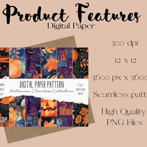 24 Halloween Seamless Digital Paper Set, Pumpkins Fall Pattern, Haunted ...