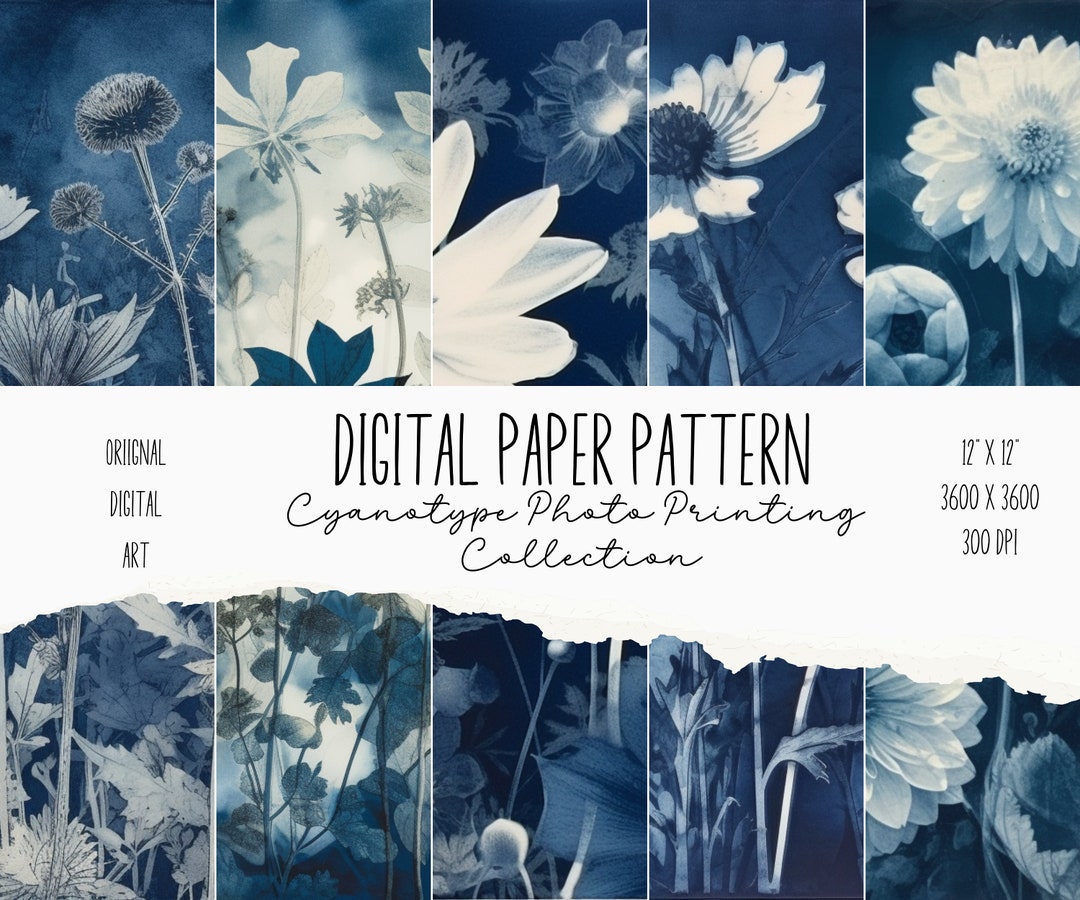 Cyanotype Textures Digital Paper, Photoshop Textures, Photoshop ...