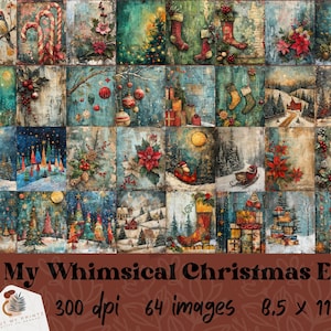 In My Whimsical Christmas Era Digital Paper, Xmas Floral Pattern PNG ...