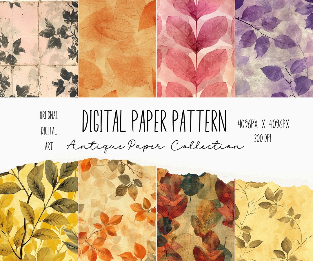 Antique Style Digital Paper Set, Vintage Pattern Bundle, Distressed ...
