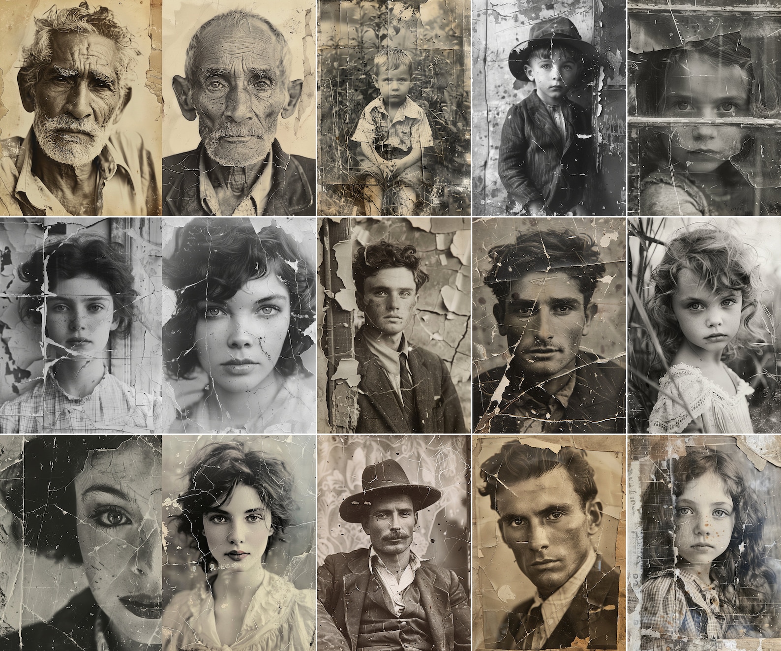 Tattered Vintage Photos, Old Damaged Pictures, 30 Artistic Distressed ...