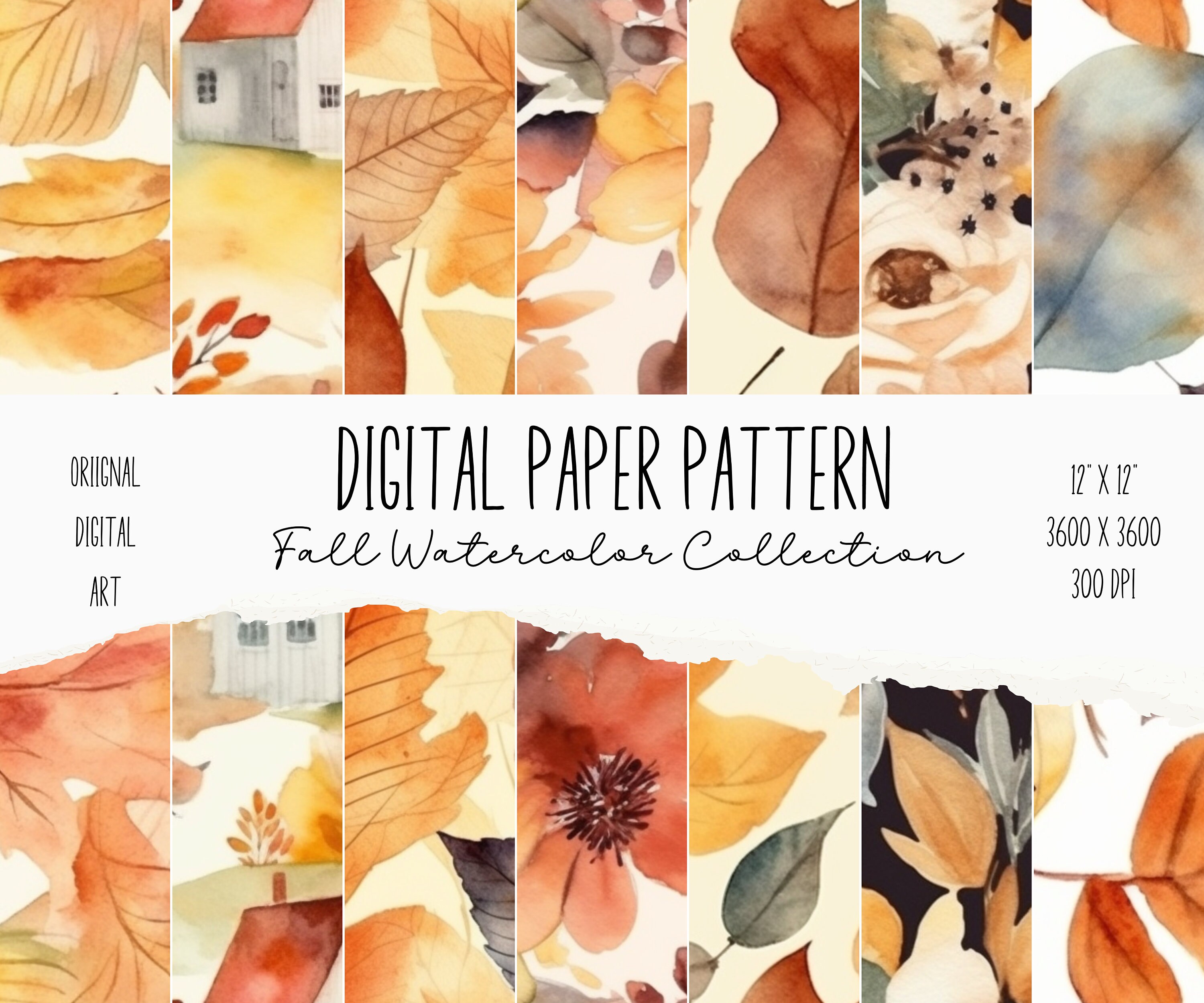 32 Fall Watercolor Digital Paper Set Fall Flowers Pattern - Etsy