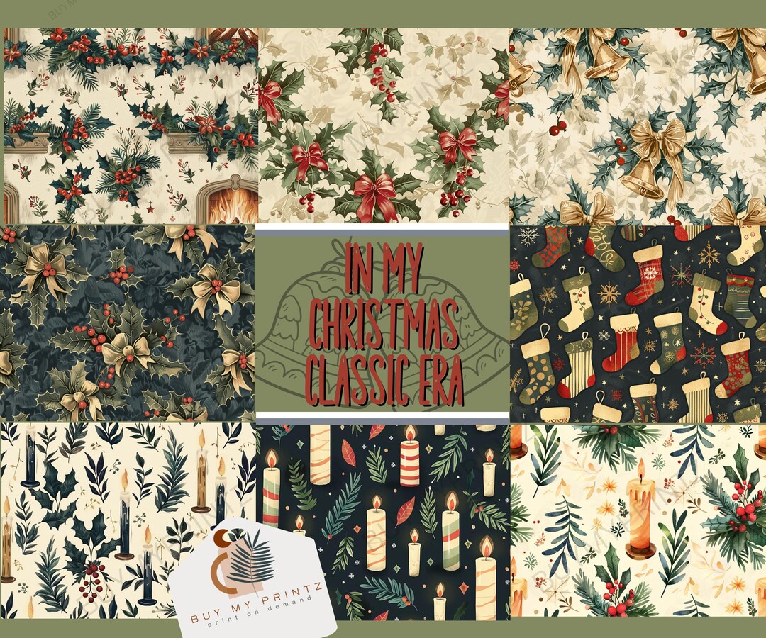 In My Christmas Classic Era Seamless Sheets, 40 PNG Graphics, Xmas ...
