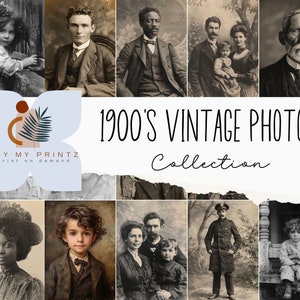 1900s Vintage Photo Collection, 40 Large PNG Images, 10 Collage Sheets ...