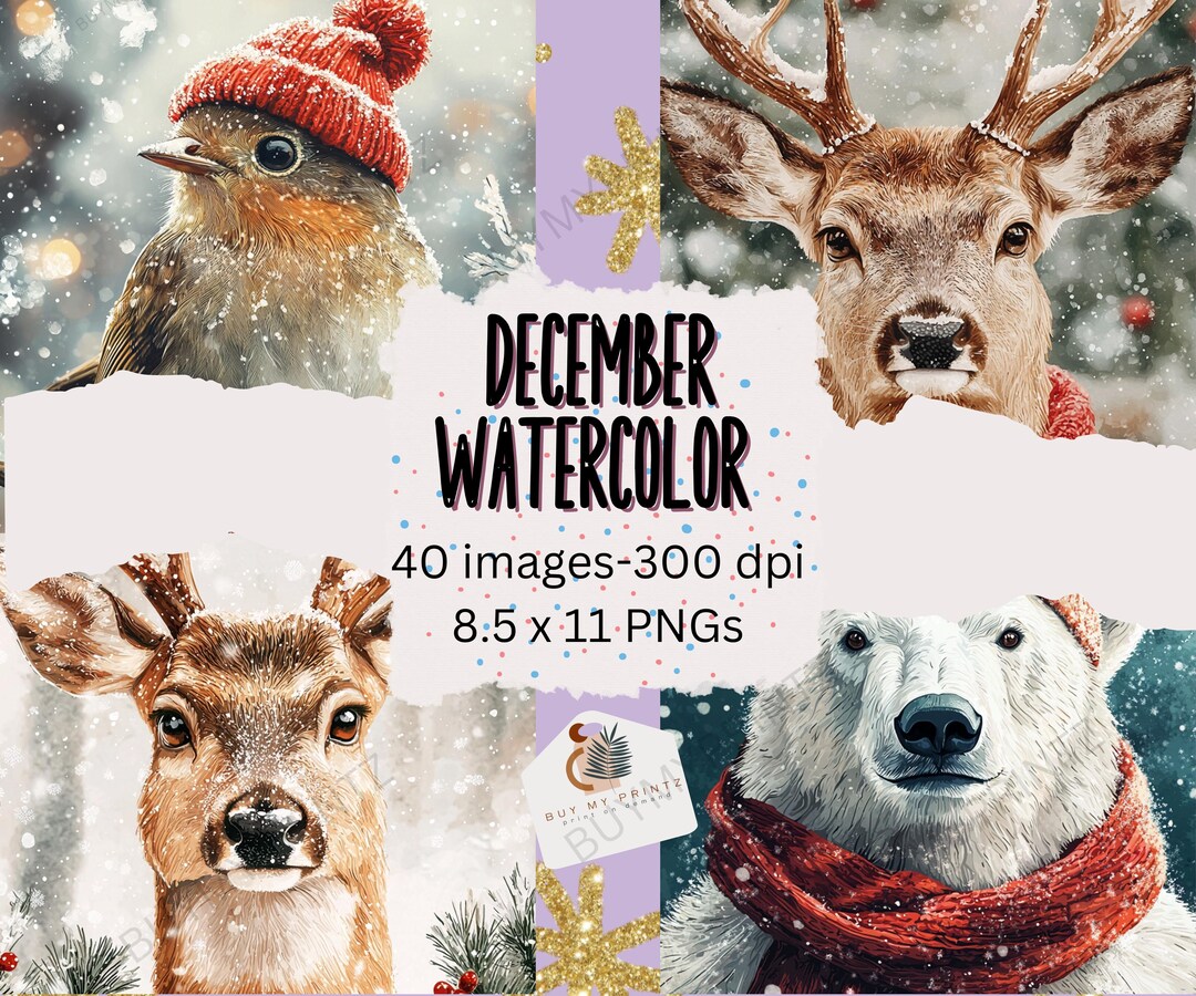 In My December Watercolor Era Sheets, 111 PNG Graphics, Whimsical ...